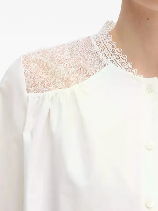 MOS MOSH Lace Panel Gathered Shirt