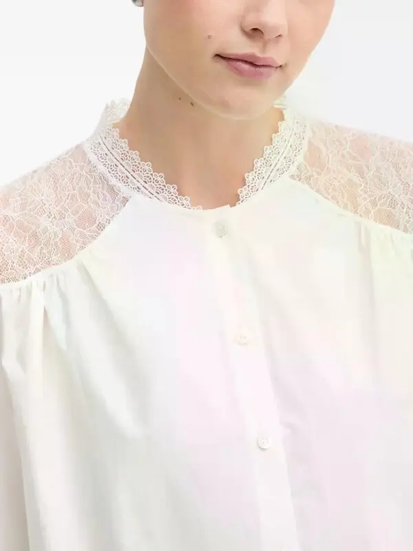 MOS MOSH Lace Panel Gathered Shirt