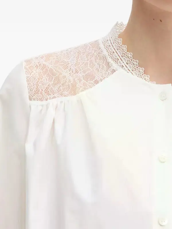 MOS MOSH Lace Panel Gathered Shirt