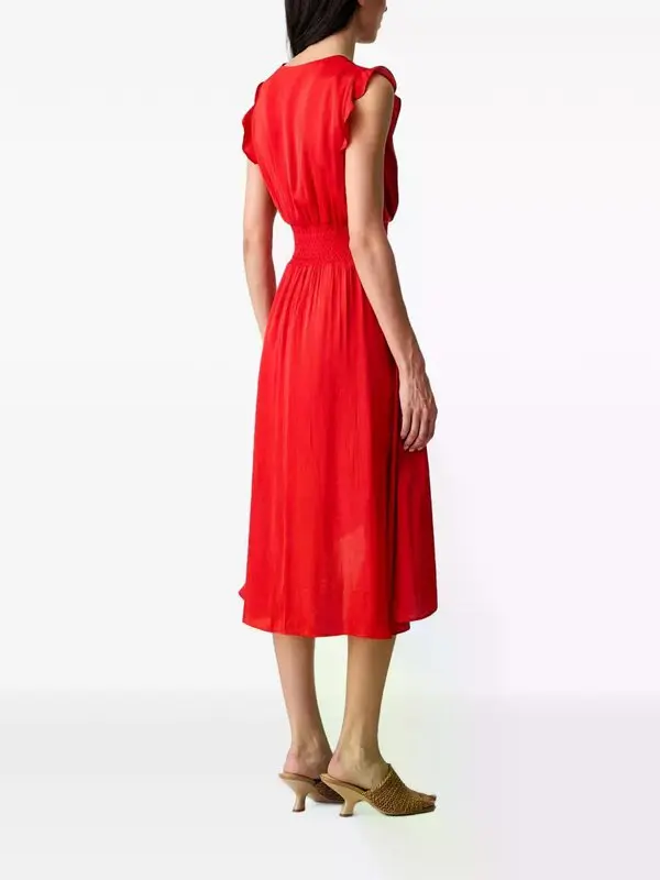 MORGAN Rwally Ruffled Asymmetric-hem Midi Dress