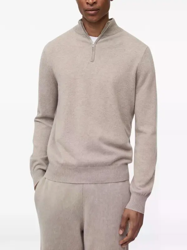 Soft Goat Cashmere Quarter-zip Sweater - Neutrals