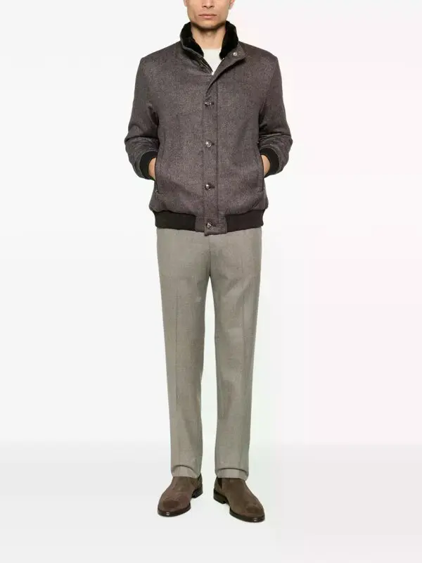 BARBA NAPOLI Raven Fur-collar Bomber Jacket