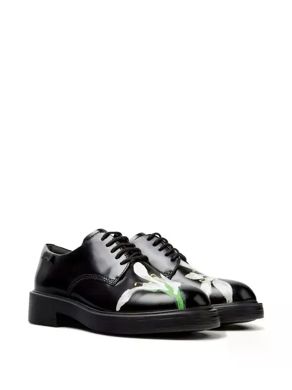Camper Twins Floral-print Leather Derby Shoes