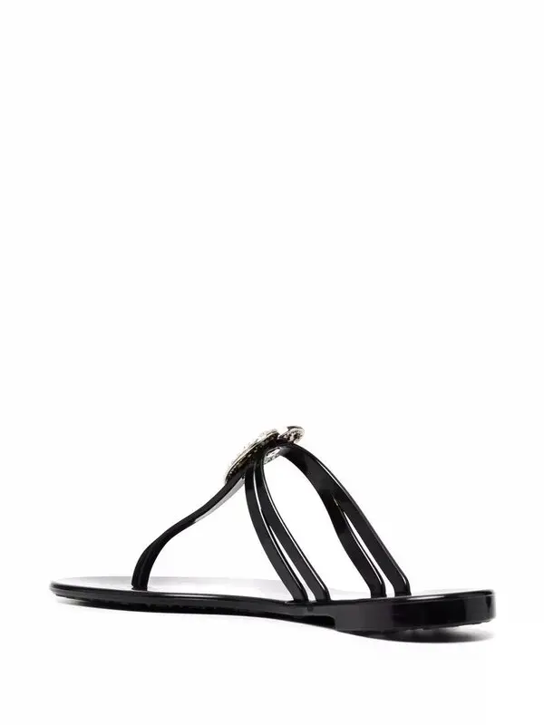 Moschino Crystal-heart Flip-flop Sandals