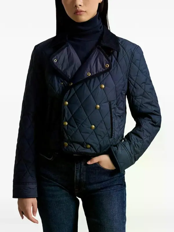 Polo Ralph Lauren Double-breasted Quilted Jacket With Corduroy Trim
