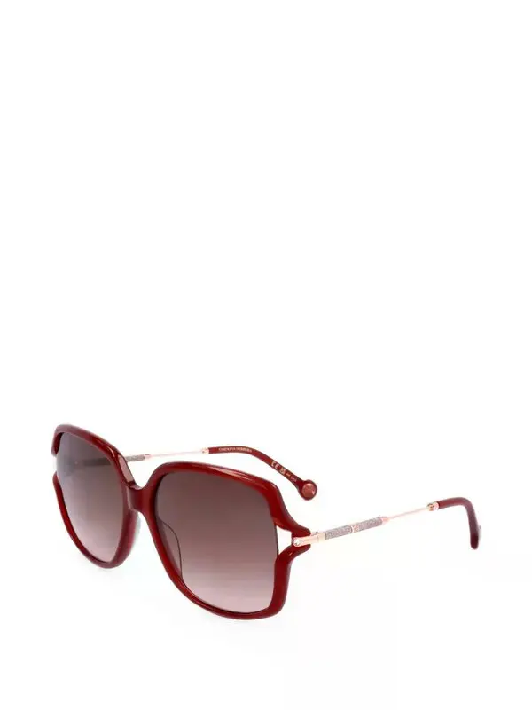 Carolina Herrera Glitter-detail Geometric-frame Sunglasses - Red