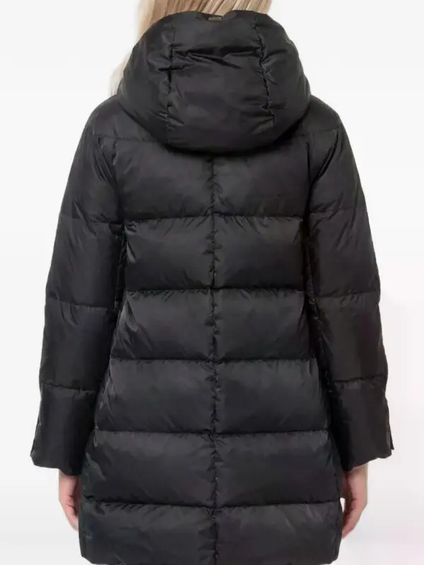Herno Quilted A-line Coat With Drawstring Hood - Black