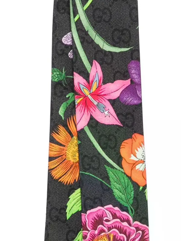 Gucci Gg Flora Silk Scarf - Black