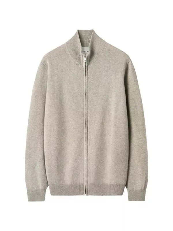 Soft Goat Zip-up Cashmere Sweater - Neutrals