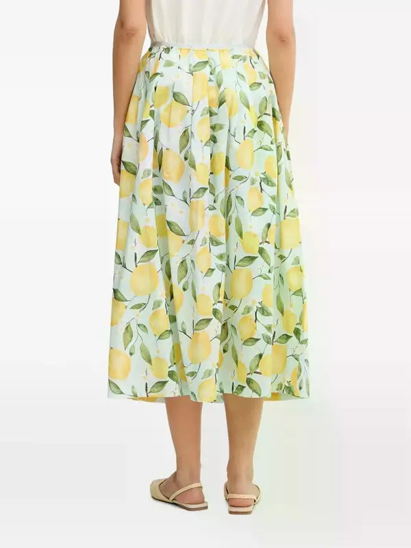 OUI Lemon-print Pleated Midi Skirt