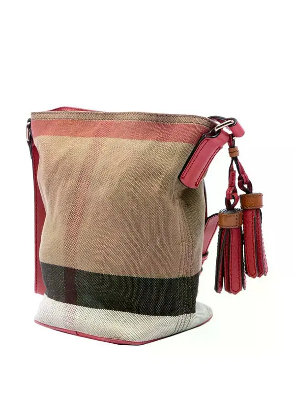 Burberry 2000-2017 Mini Mega Check Canvas Ashby Tassel Bucket Bag
