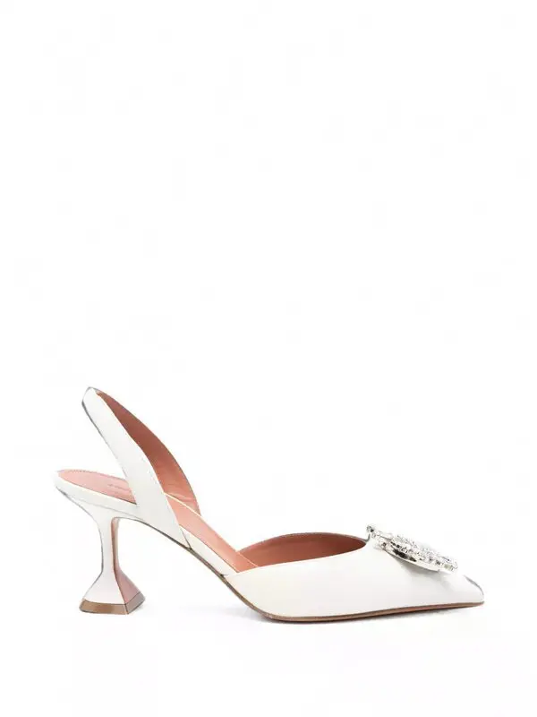 Amina Muaddi Begum Crystal-embellished Slingback Pumps - White