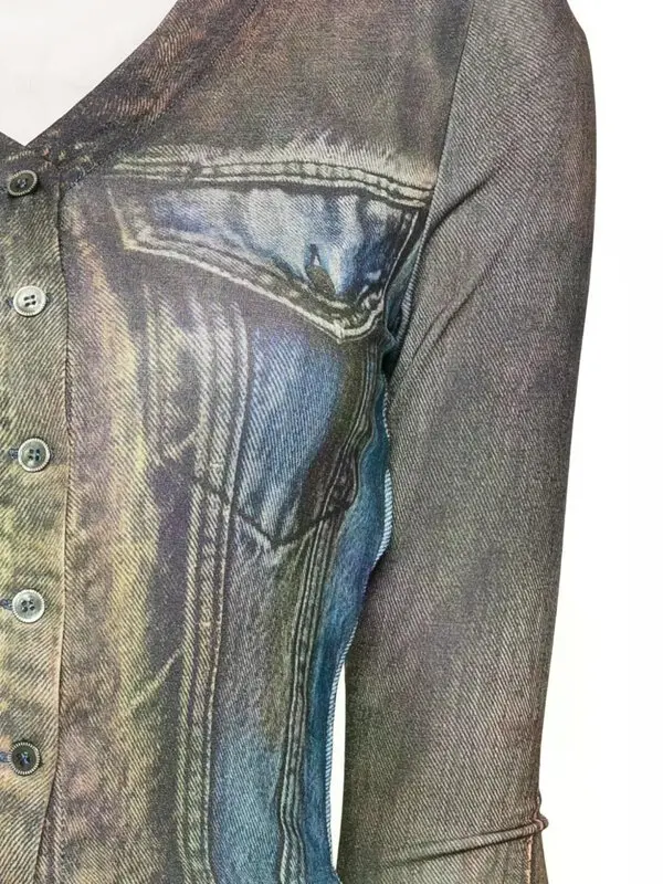 Andersson Bell Denim-print Layered Blouse