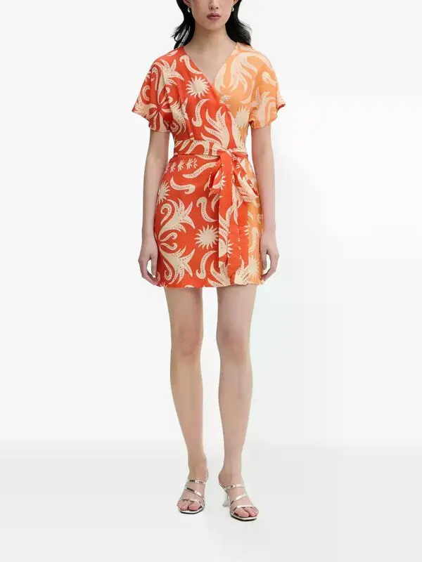 NEVER FULLY DRESSED Abstract Print Wrap Mini Dress