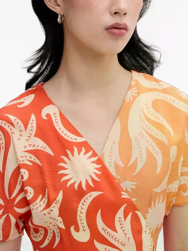 NEVER FULLY DRESSED Abstract Print Wrap Mini Dress