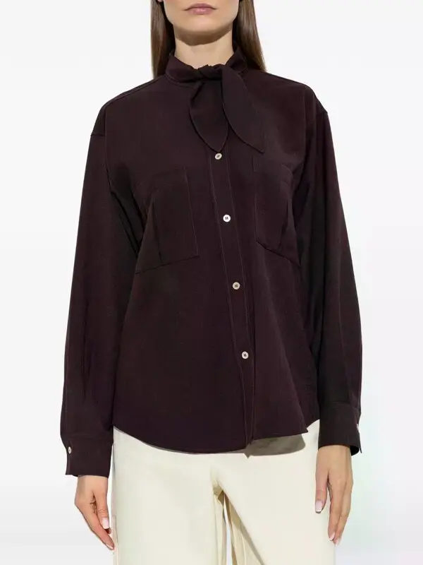 FORTE_FORTE Tie-neck Patch-pocket Shirt