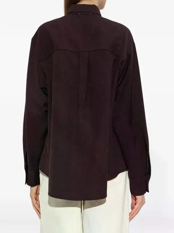 FORTE_FORTE Tie-neck Patch-pocket Shirt