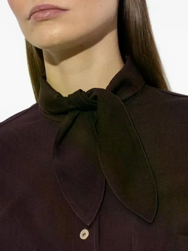 FORTE_FORTE Tie-neck Patch-pocket Shirt