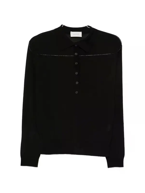 VICOLO Long-sleeve Polo Sweater - Black
