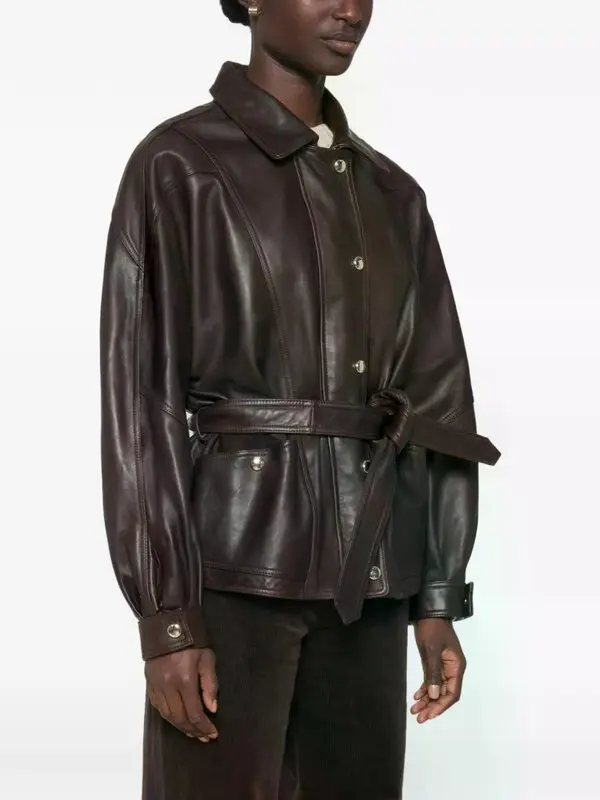 Maje Belted Leather Jacket