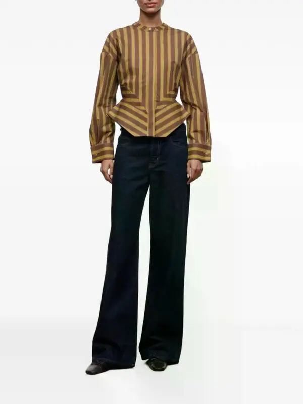 Staud Rhys Striped Peplum Top