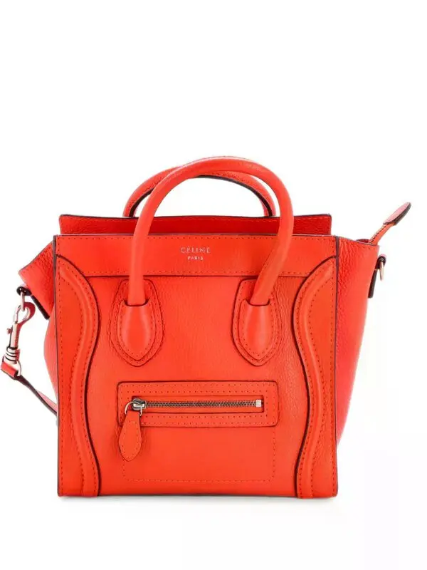 Celine Luggage Bag Grainy Leather Nano Crossbody Bag - Orange