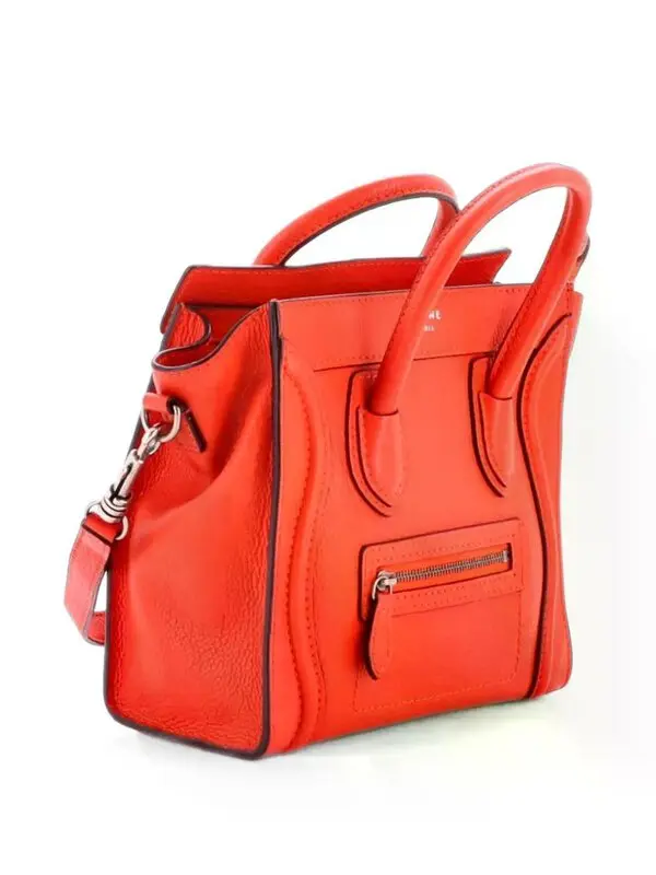 Celine Luggage Bag Grainy Leather Nano Crossbody Bag - Orange