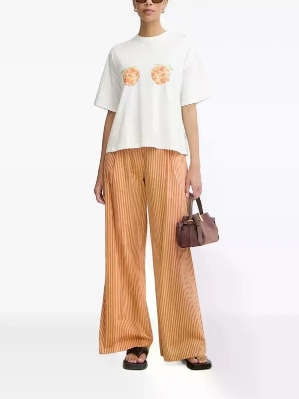 NEVER FULLY DRESSED Peach-print Cotton T-shirt