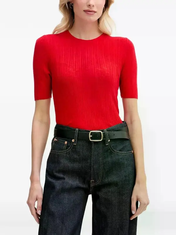 MOS MOSH Ribbed Knit Short Sleeve Top