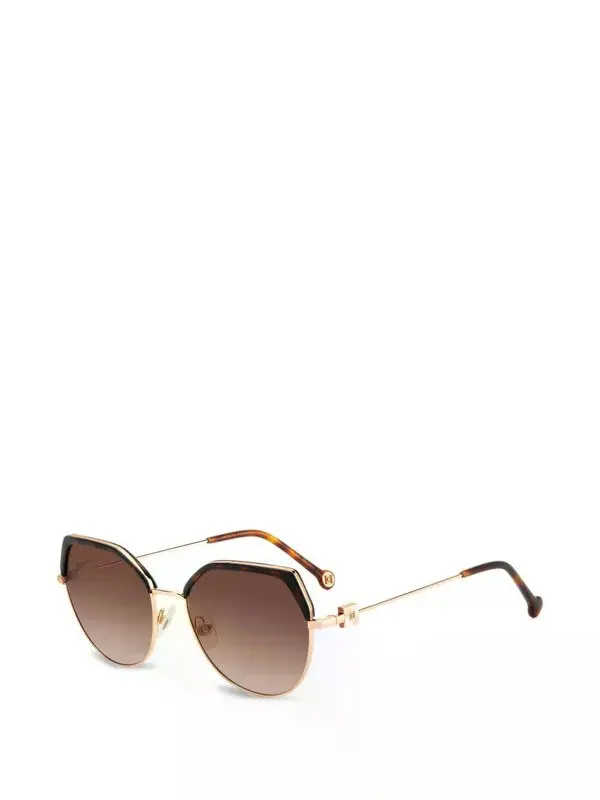Carolina Herrera Geometric Frame Sunglasses With Tortoiseshell Effect - Gold