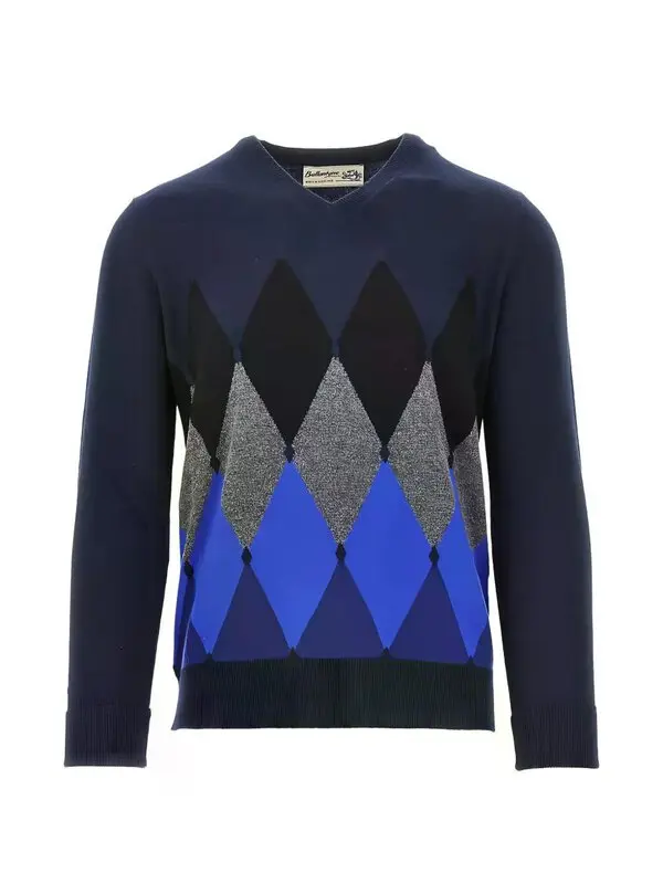 BALLANTYNE Argyle Cashmere V-neck Pullover