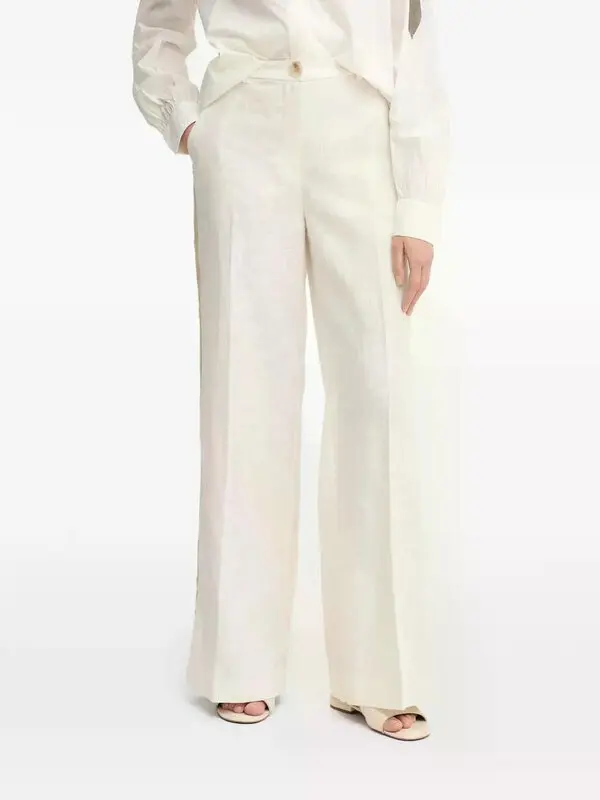 MOS MOSH Mmbeata Crochet-trim Wide-leg Trousers - Neutrals