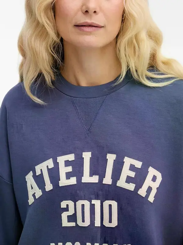 MOS MOSH Logo Print Drop Shoulder Sweatshirt