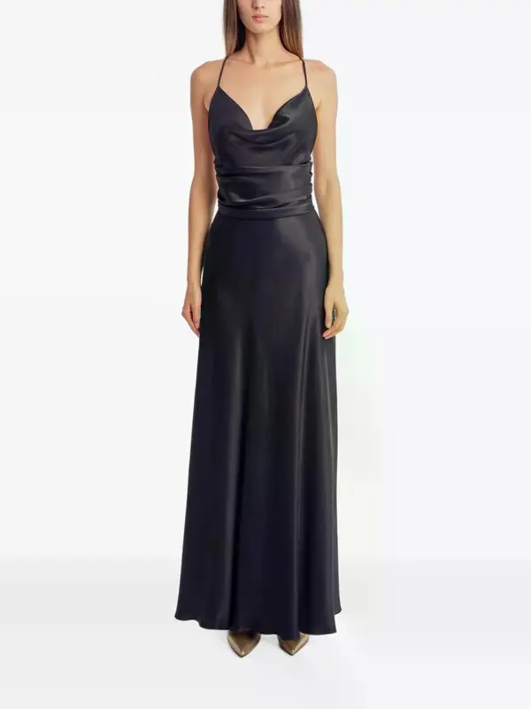 IRINA SCHROTTER Amber Cowl-neck Ruched Maxi Dress - Black