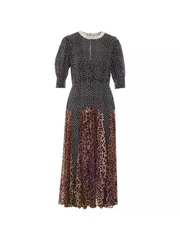 Rixo Leopard-print Polka-dot Maxi Dress - Black