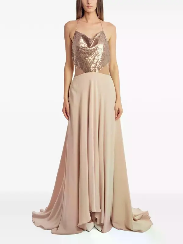 IRINA SCHROTTER Seyan Sequin-embellished Halterneck Maxi Dress