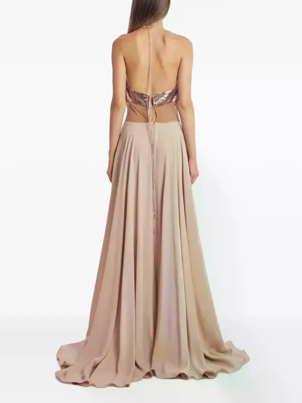 IRINA SCHROTTER Seyan Sequin-embellished Halterneck Maxi Dress