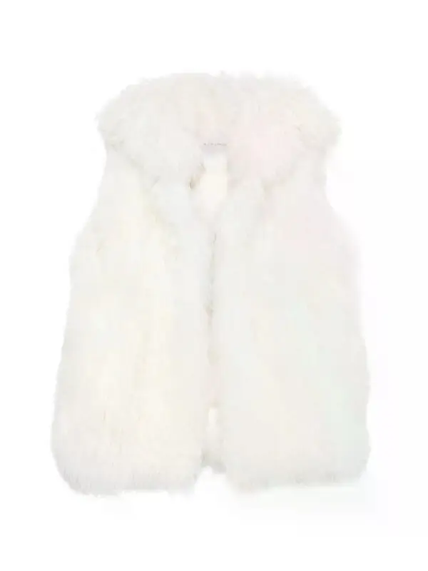 YVES SALOMON Hooded Shearling Gilet - White