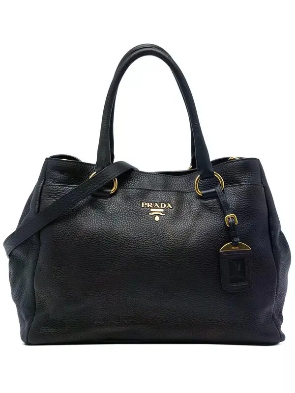 Prada 2010-2026 Vitello Daino Open Convertible Tote Satchel - Black