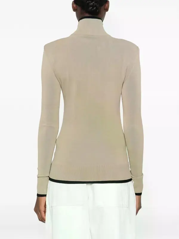 TOTEME Ribbed Knit Turtleneck Sweater With Contrast Trim