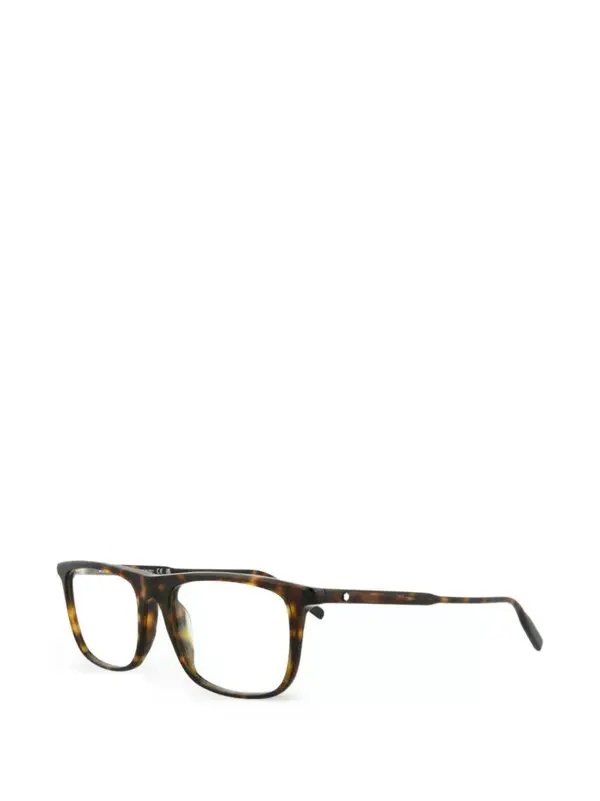 Montblanc Tortoiseshell Effect Rectangle Frame Eyeglasses - Brown