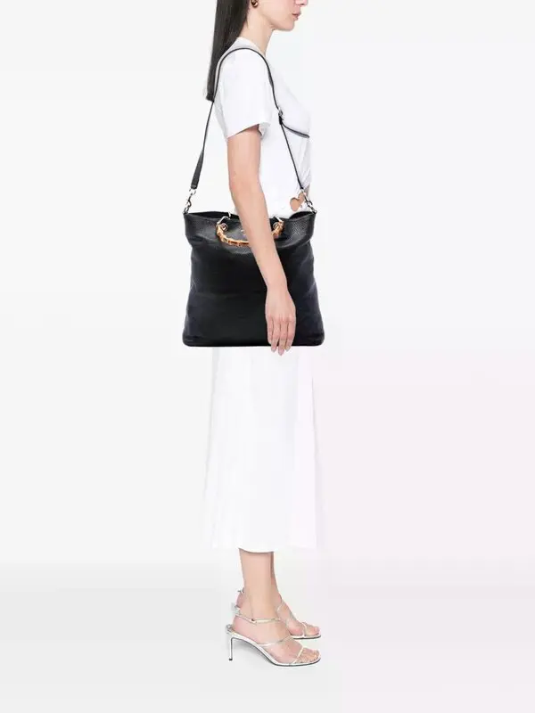 Gucci Pebbled Calfskin Bamboo Shopper Tote Satchel