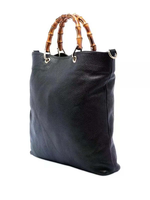 Gucci Pebbled Calfskin Bamboo Shopper Tote Satchel