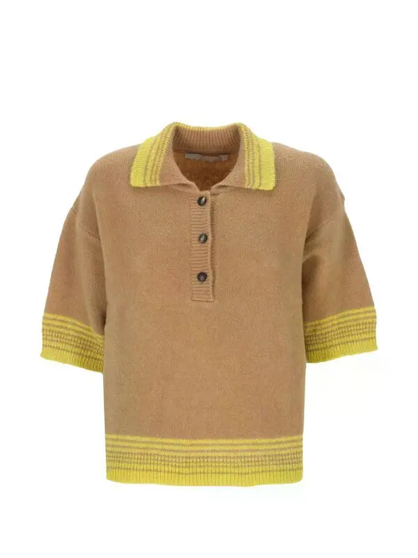 TELA Short-sleeve Polo Top With Contrast Trim