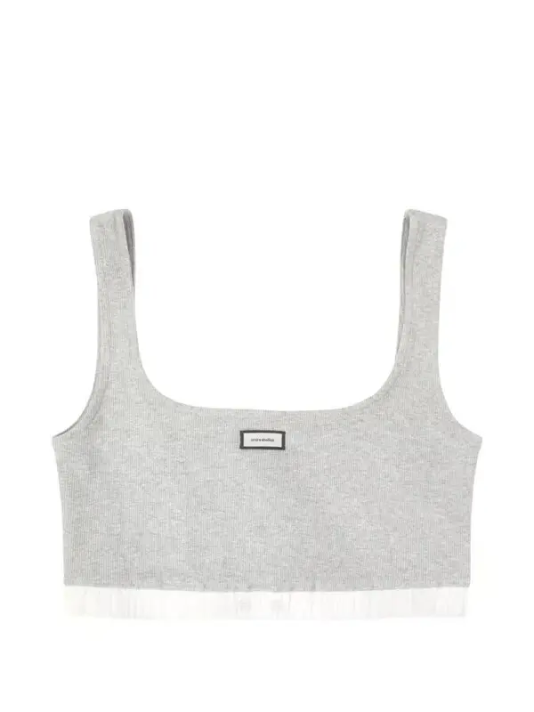 ENTIRE STUDIOS Ribbed-knit Cropped Top - Grey