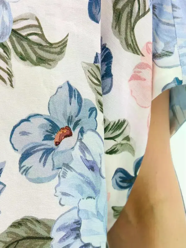 OUI Floral-print Boat-neck Top