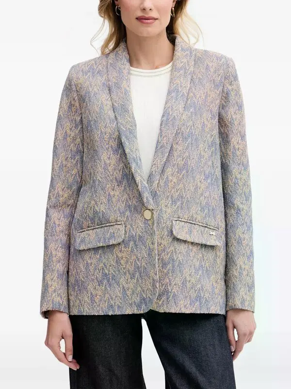 MOS MOSH Mmwren Eve Chevron-pattern Shawl-collar Blazer - Blue