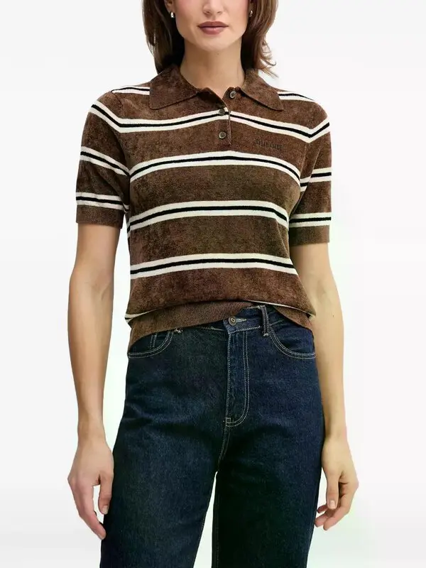 OUI Striped Terry-texture Polo Shirt