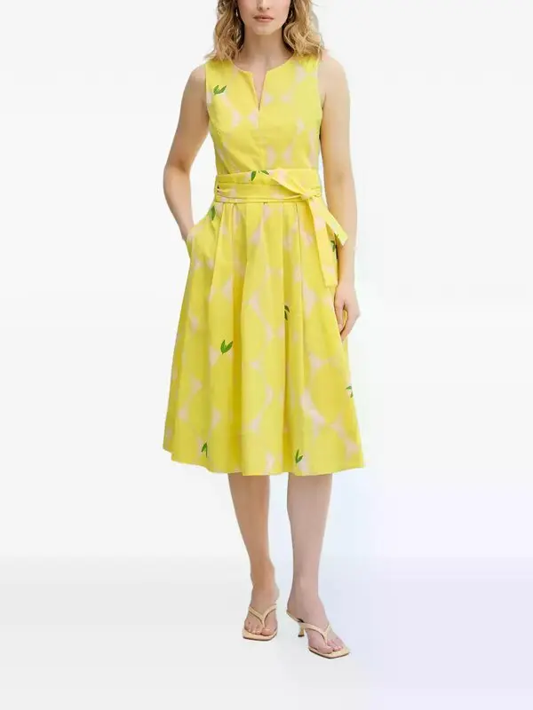 OUI Belted Lemon-print Midi Dress