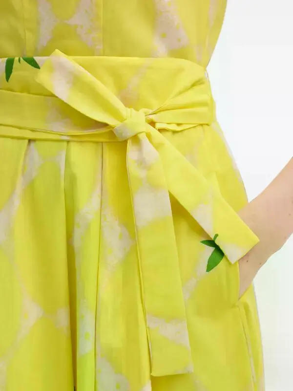 OUI Belted Lemon-print Midi Dress